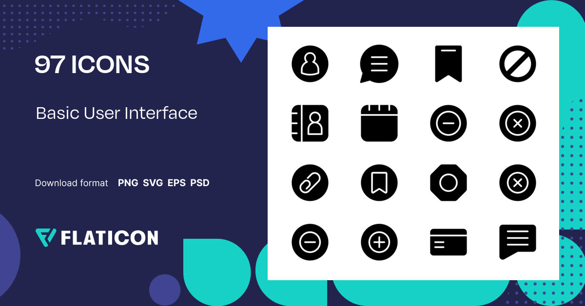 Basic User Interface Icon Pack | Glyph | 97 .SVG Icons