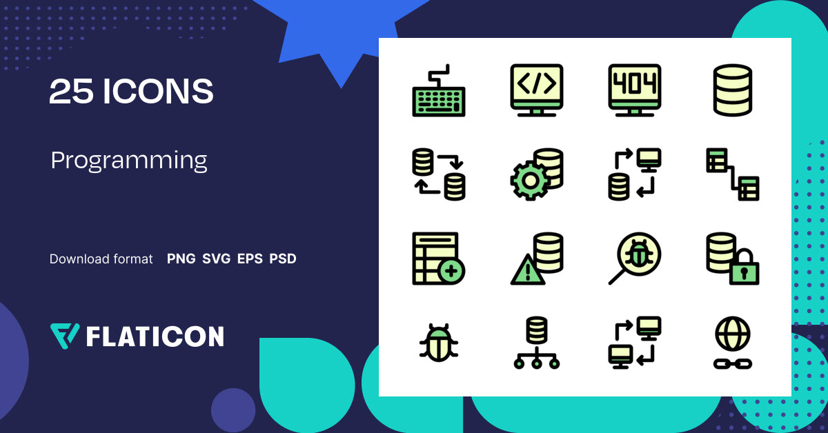 Programming Icon Pack | Outline Color | 25 .SVG Icons