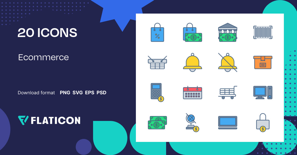 Ecommerce Icon Pack | Outline Color | 20 .SVG Icons