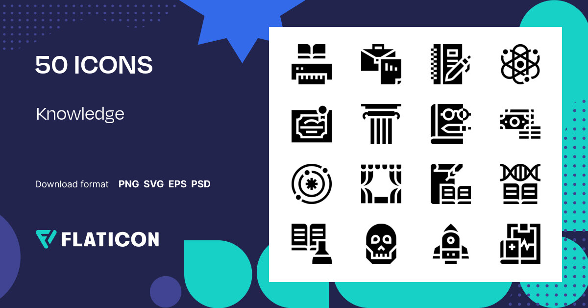 Knowledge Icon Pack | Filled | 50 .SVG Icons