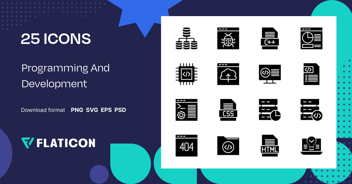 Programming And Development Icon Pack | Glyph | 25 .SVG Icons