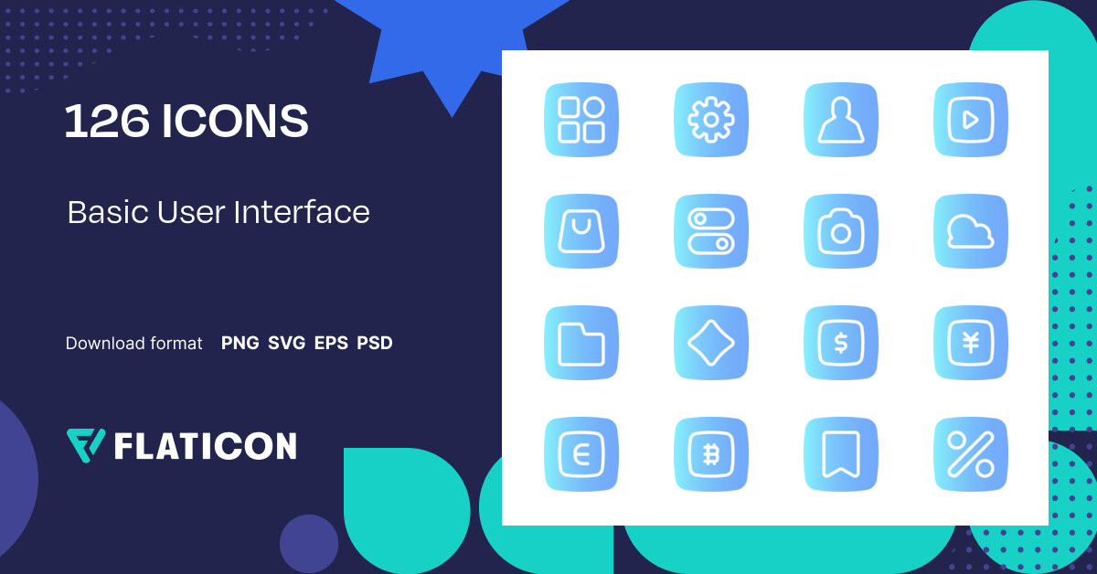 Basic User Interface Icon Pack | Flat Gradient | +125 .SVG Icons