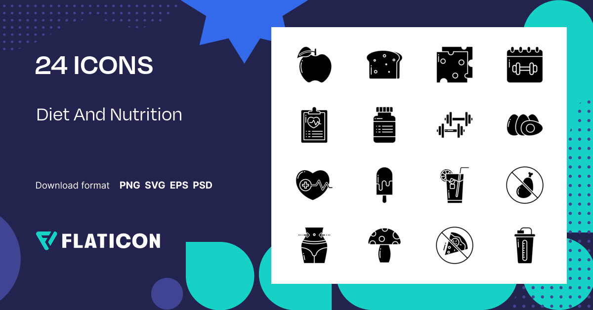Diet And Nutrition Icon Pack | Glyph | 24 .SVG Icons