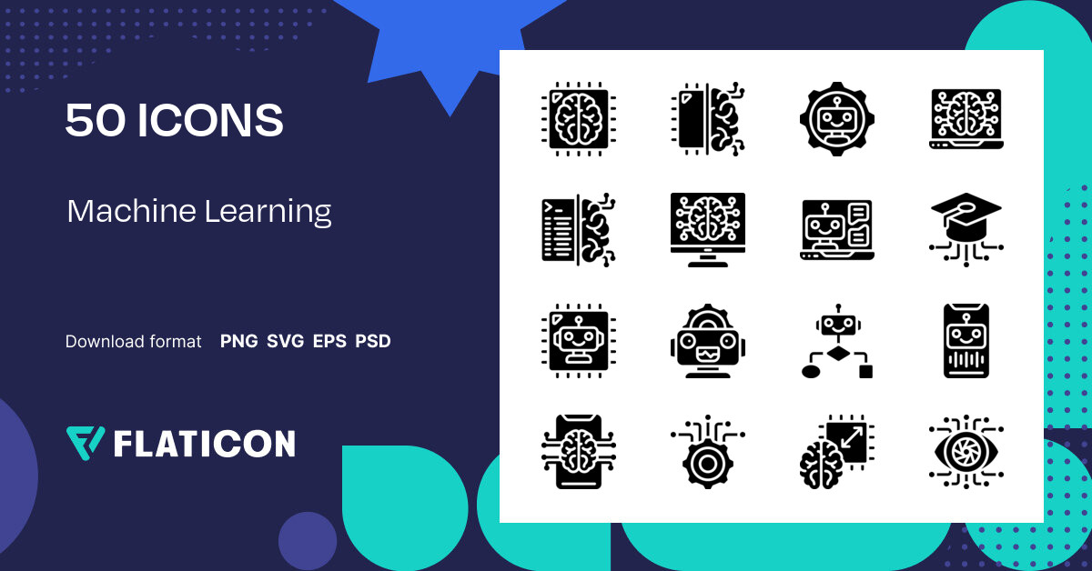 Machine Learning Icon Pack | Fill | 50 .SVG Icons