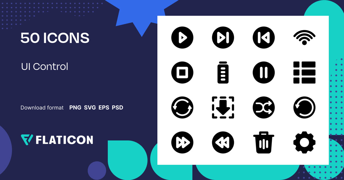 UI Control Icon Pack | Glyph | 50 .SVG Icons