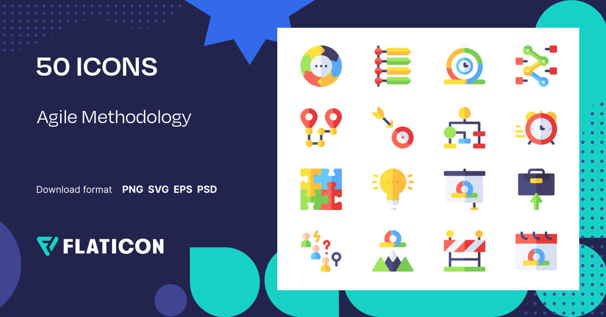 Agile Methodology Icon Pack | Flat | 50 .SVG Icons