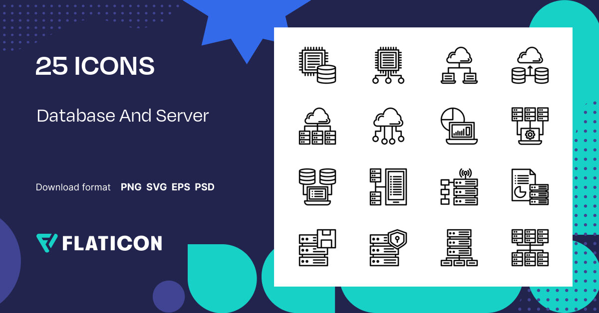 Database And Server Icon Pack | Detailed Outline | 25 .SVG Icons