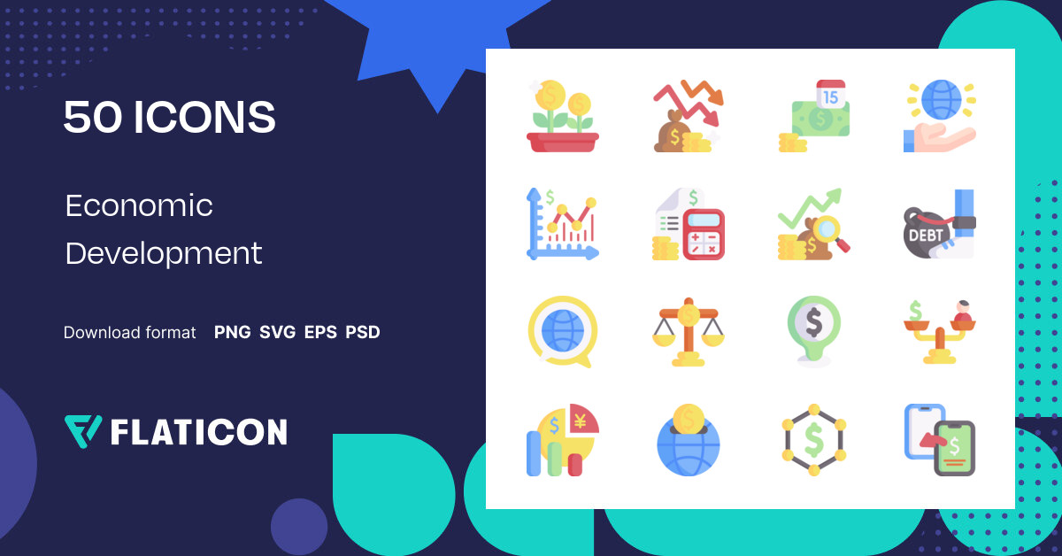 Economic Development Icon Pack | Flat | 50 .SVG Icons