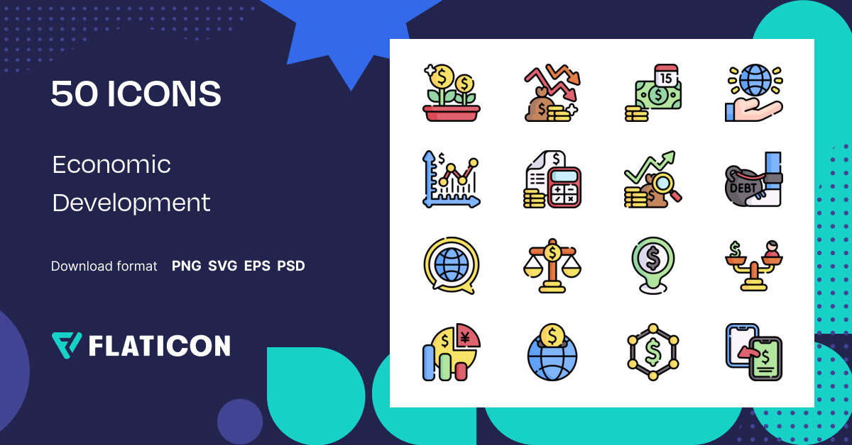 Economic Development Icon Pack | Lineal color | 50 .SVG Icons