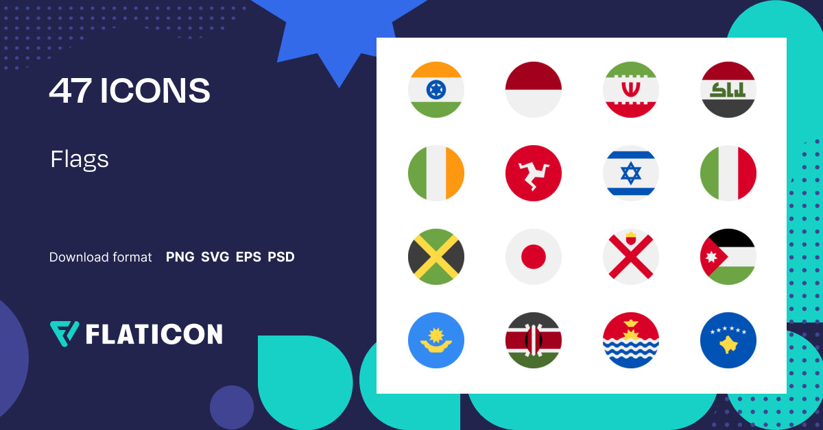 Flags Icon Pack | Flat | 47 .SVG Icons