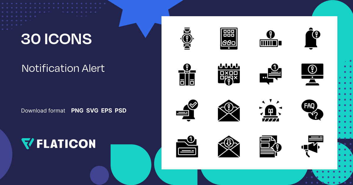 Notification Alert Icon Pack | Fill | 30 .SVG Icons