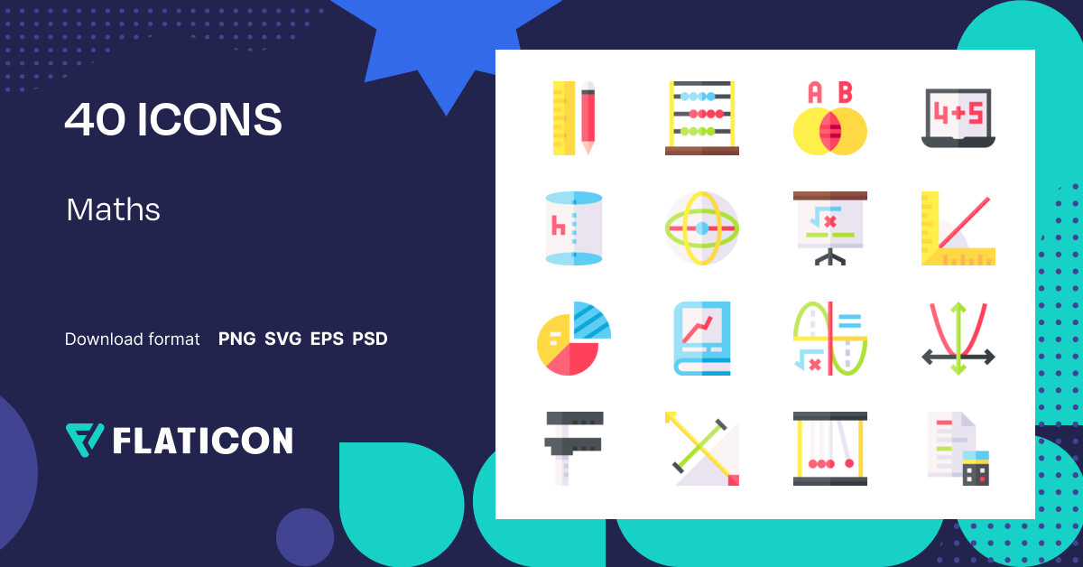 Maths Icon Pack | Flat | 40 .SVG Icons