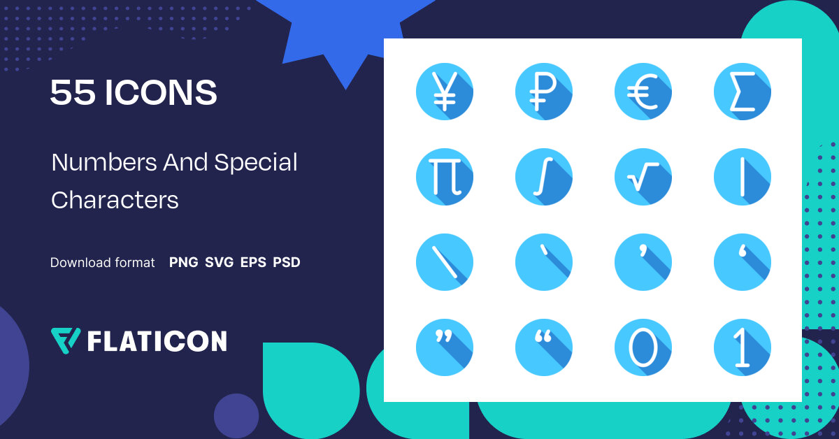 Pack De Iconos Numbers And Special Characters Circular 55 Iconos SVG