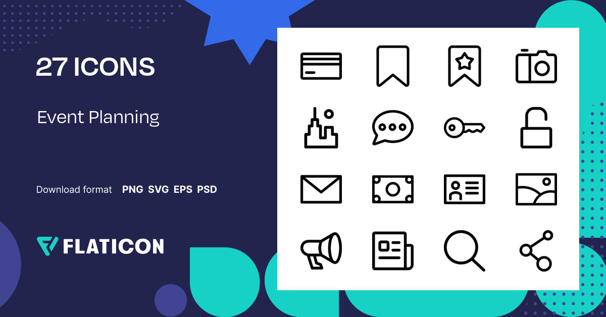 Event Planning Icon Pack | Basic Outline | 27 .SVG Icons