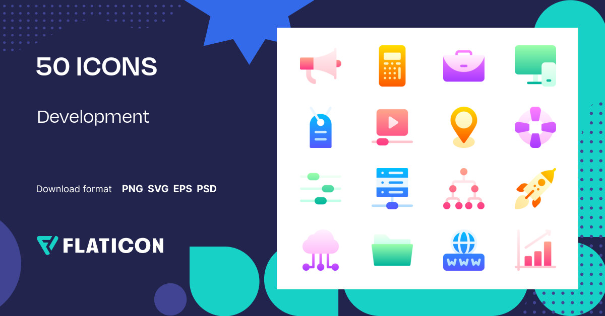 Development Icon Pack | Gradient | 50 .SVG Icons