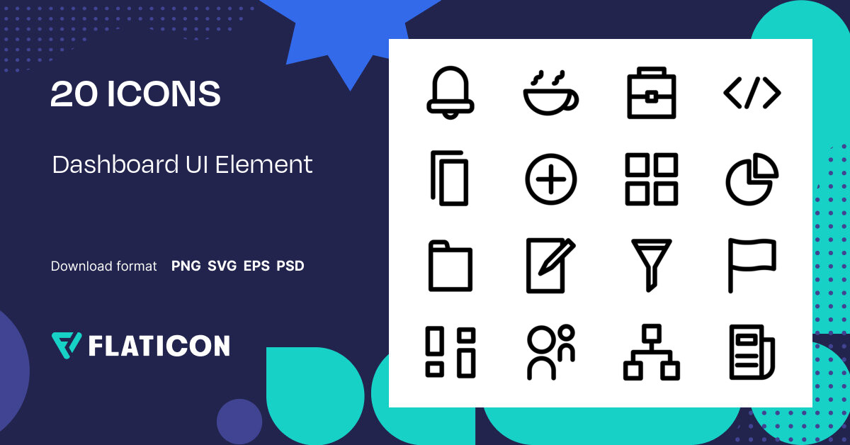 Dashboard UI Element Icon Pack | Basic Outline | 20 .SVG Icons