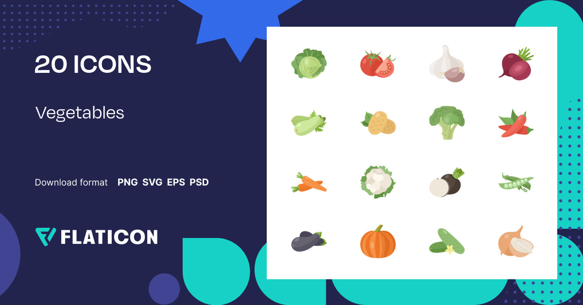 Vegetables Icon Pack | Flat | 20 .SVG Icons