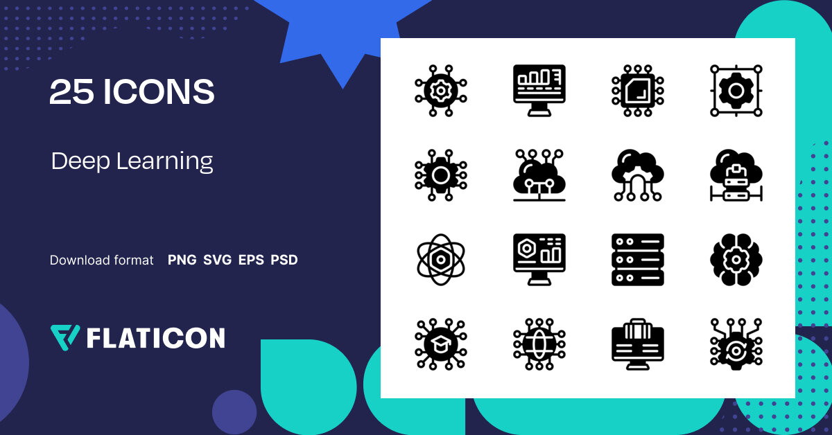 Deep Learning Icon Pack | Glyph | 25 .SVG Icons