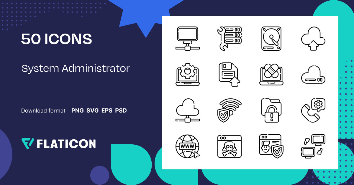 System Administrator Icon Pack | Lineal | 50 .SVG Icons