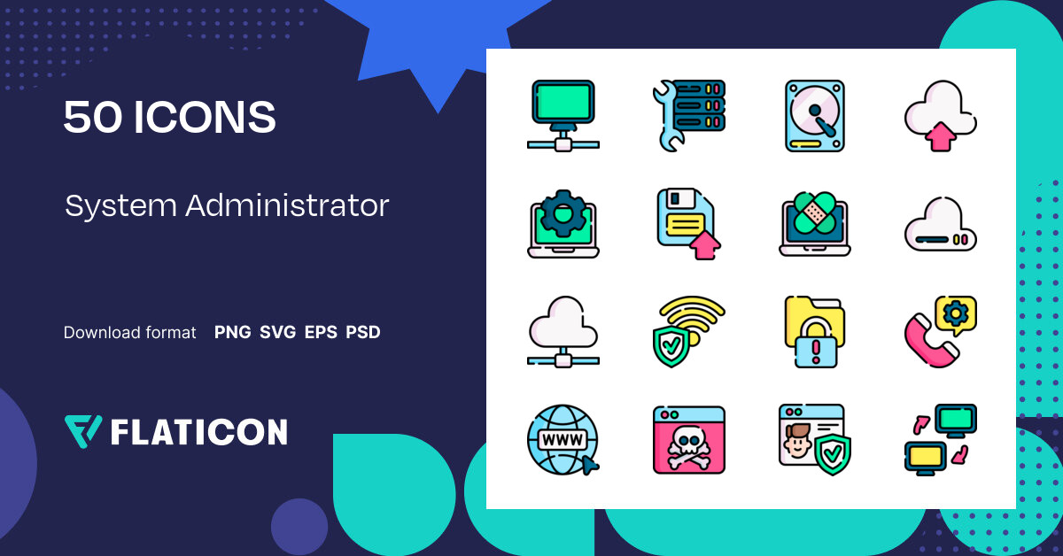 System Administrator Icon Pack | Lineal color | 50 .SVG Icons