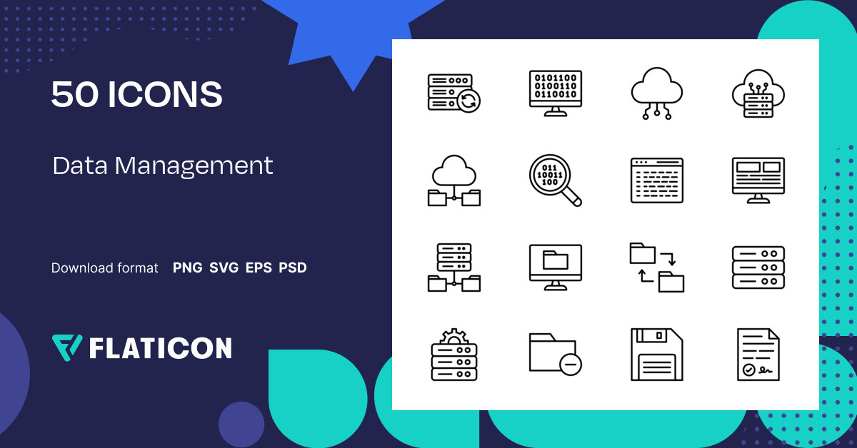 Data Management Icon Pack | Detailed Outline | 50 .SVG Icons