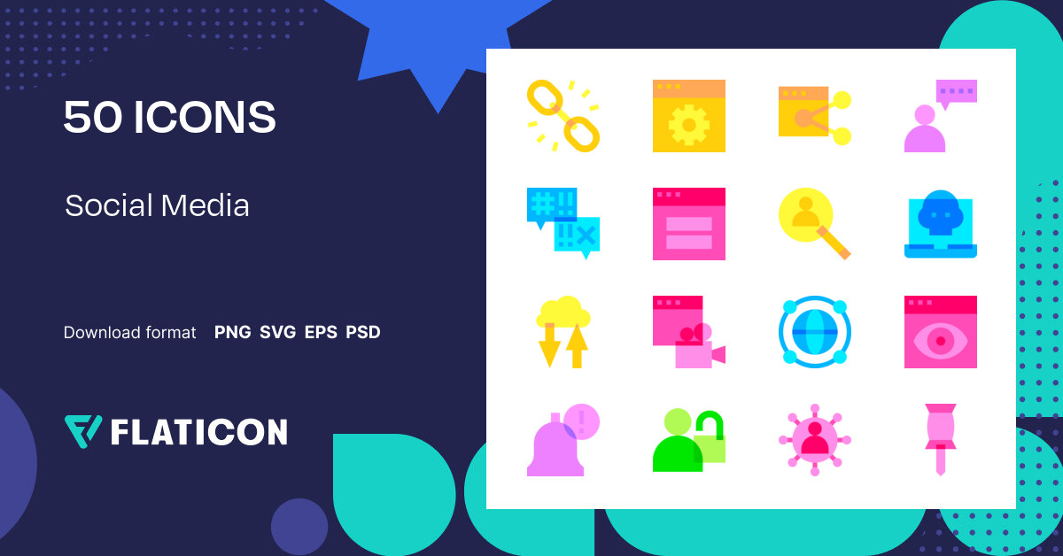 Social Media Icon Pack | Flat | 50 .SVG Icons