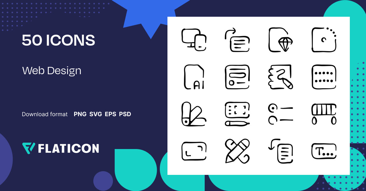 Web Design Icon Pack | Lineal | 50 .SVG Icons