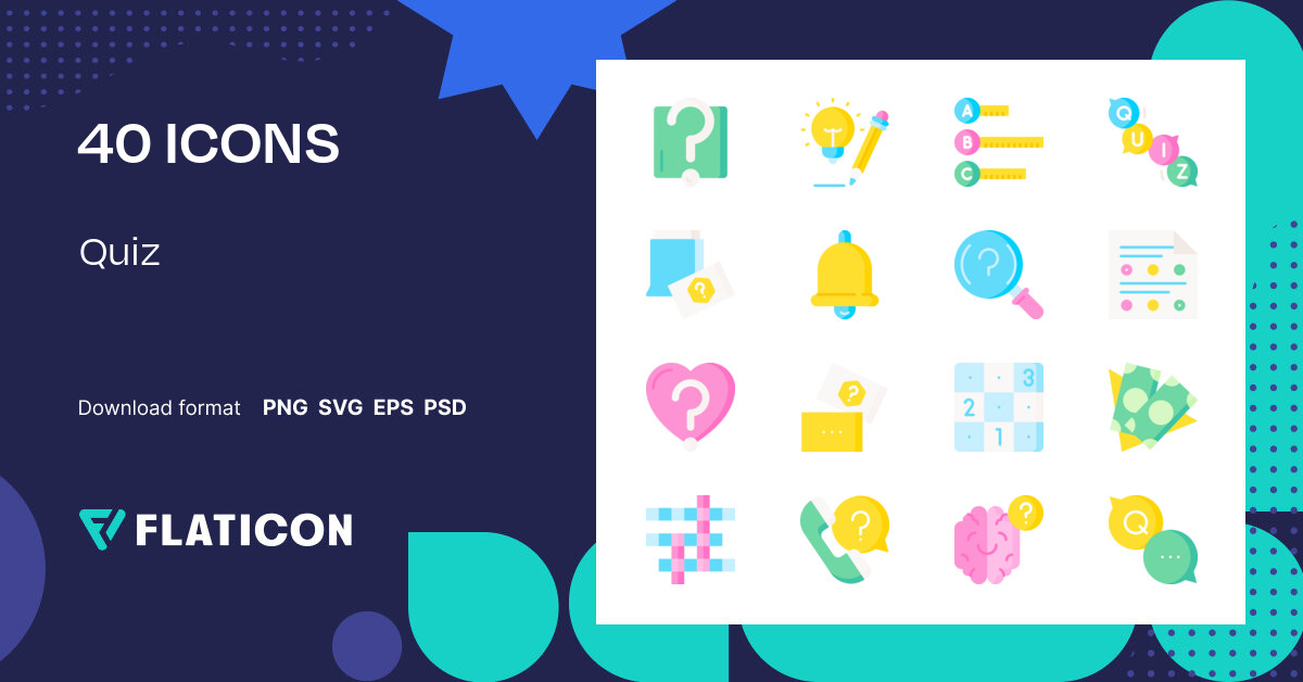 Quiz Icon Pack | Flat | 40 .SVG Icons