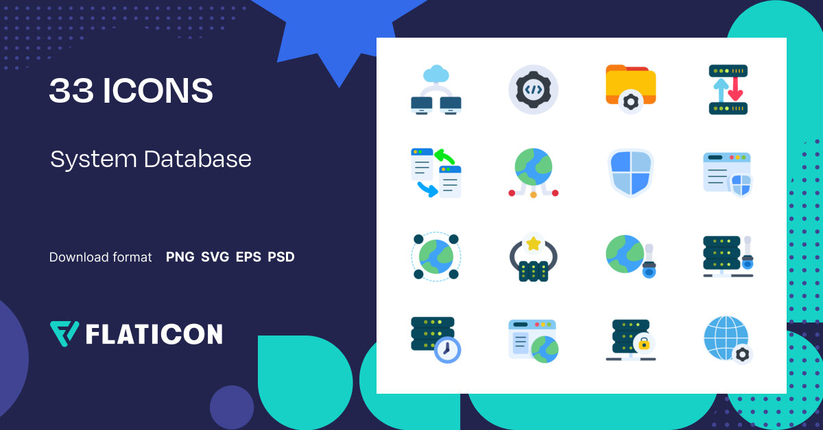 System Database Icon Pack | Flat | 33 .SVG Icons