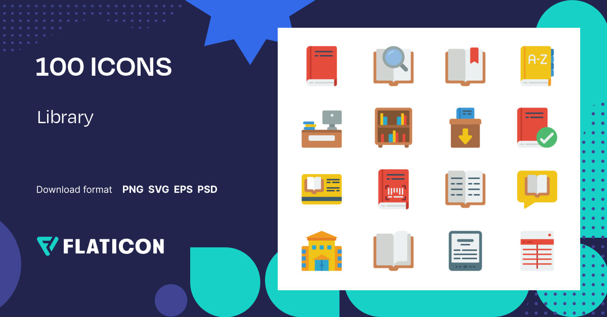Library Icon Pack | Flat | 100 .SVG Icons