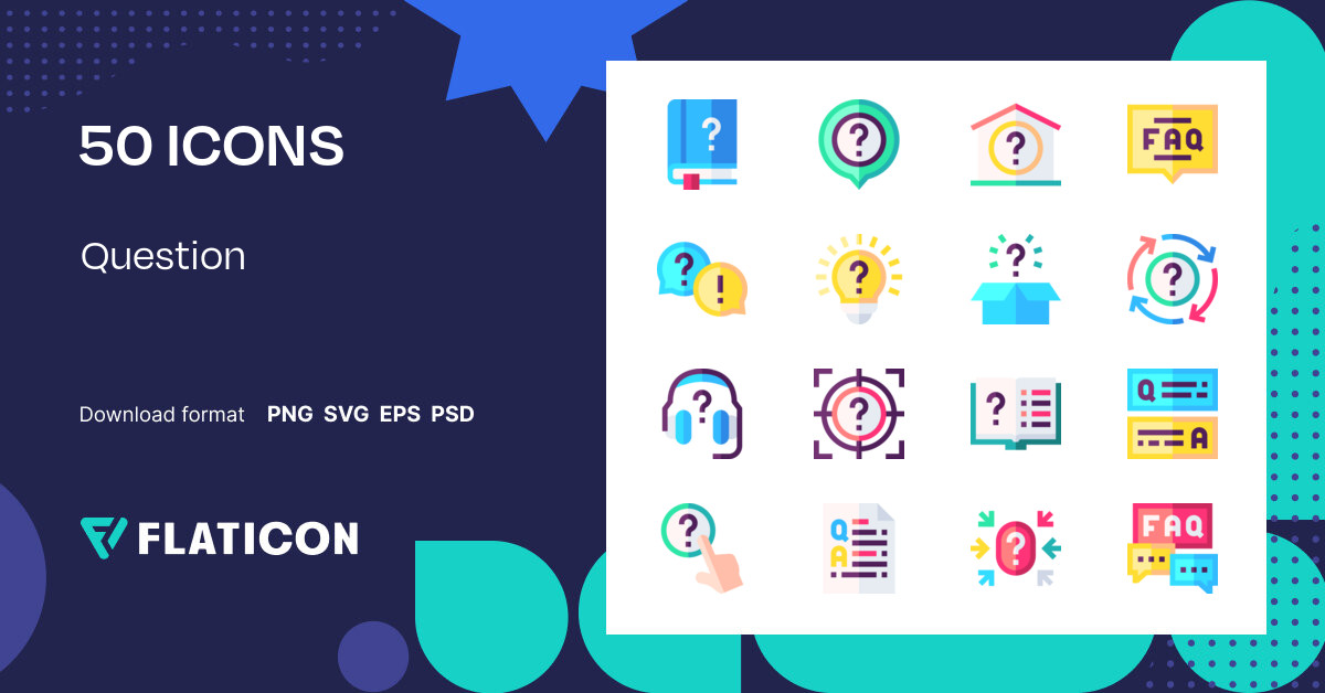 Question Icon Pack | Flat | 50 .SVG Icons