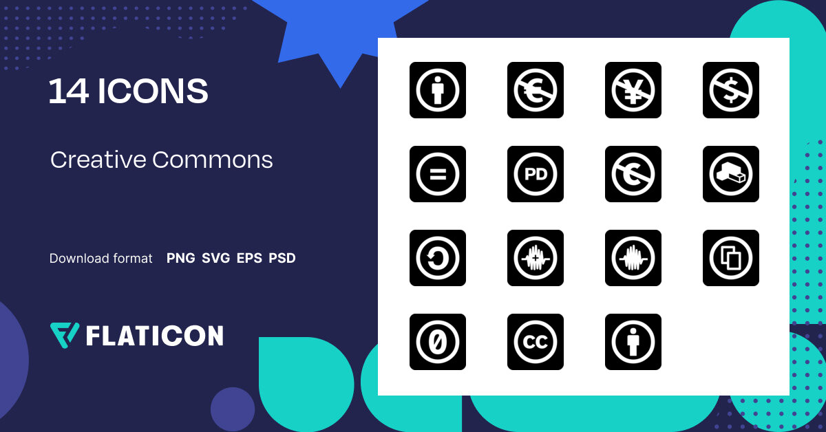 Creative Commons Icon Pack | Square | 14 .SVG Icons