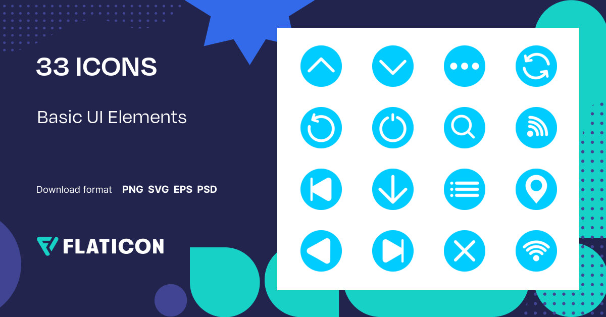 Basic UI Elements Icon Pack | Flat | 33 .SVG Icons