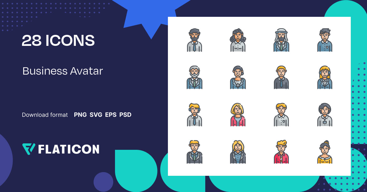 Business Avatar Icon Pack | Lineal Color | 28 .SVG Icons
