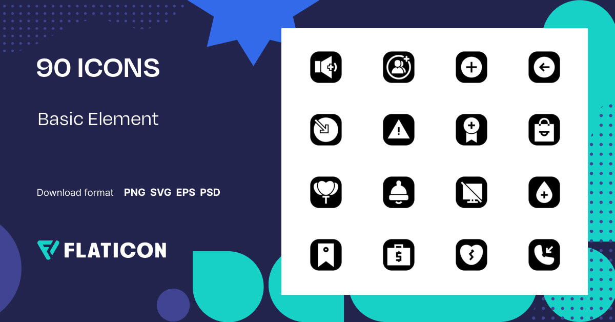 Basic Element Icon Pack | Glyph | 90 .SVG Icons