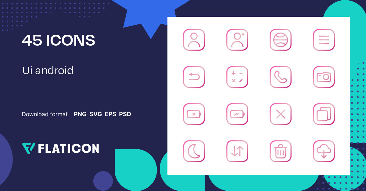 Ui android Icon Pack | Gradient | 45 .SVG Icons