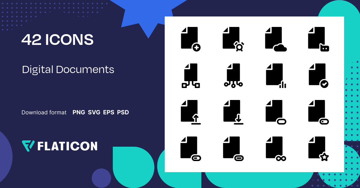 Digital Documents Icon Pack | Glyph | 42 .SVG Icons