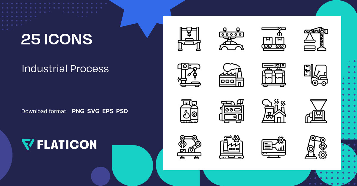Industrial Process Icon Pack | Detailed Outline | 25 .SVG Icons