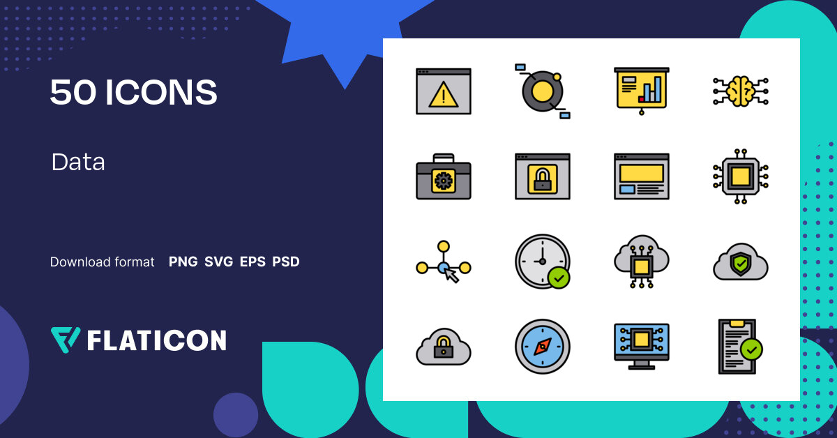 Data Icon Pack | Lineal Color | 50 .SVG Icons