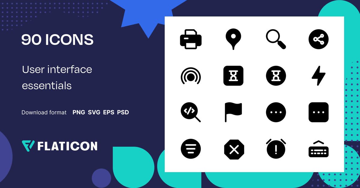 User interface essentials Icon Pack | Glyph | 90 .SVG Icons