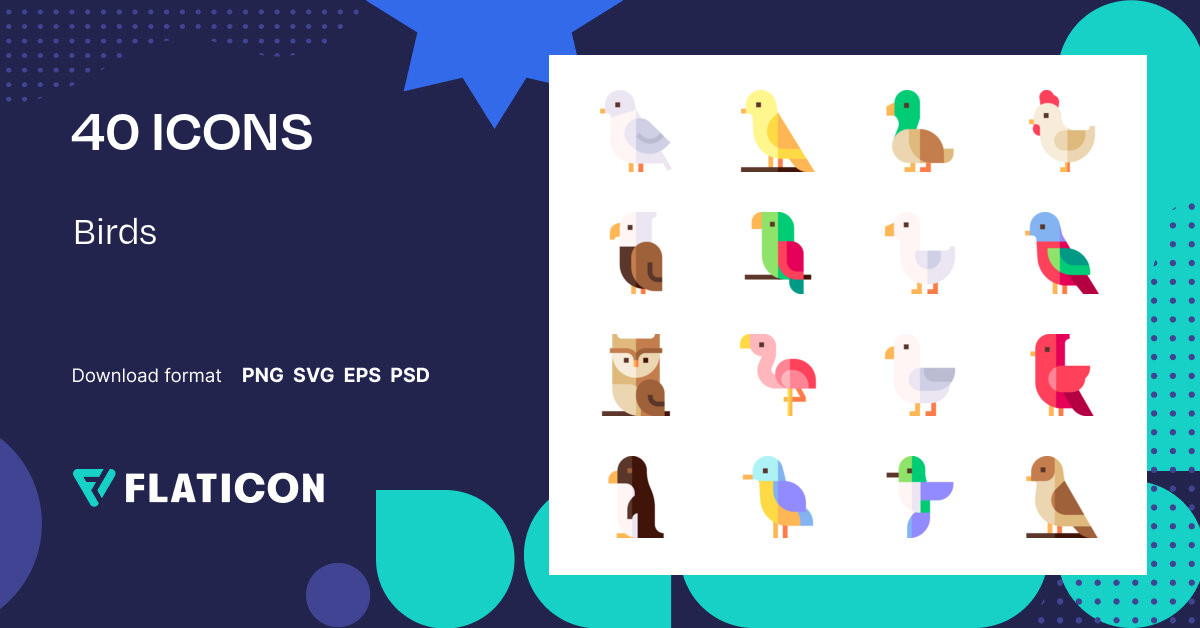 Birds Icon Pack | Flat | 40 .SVG Icons