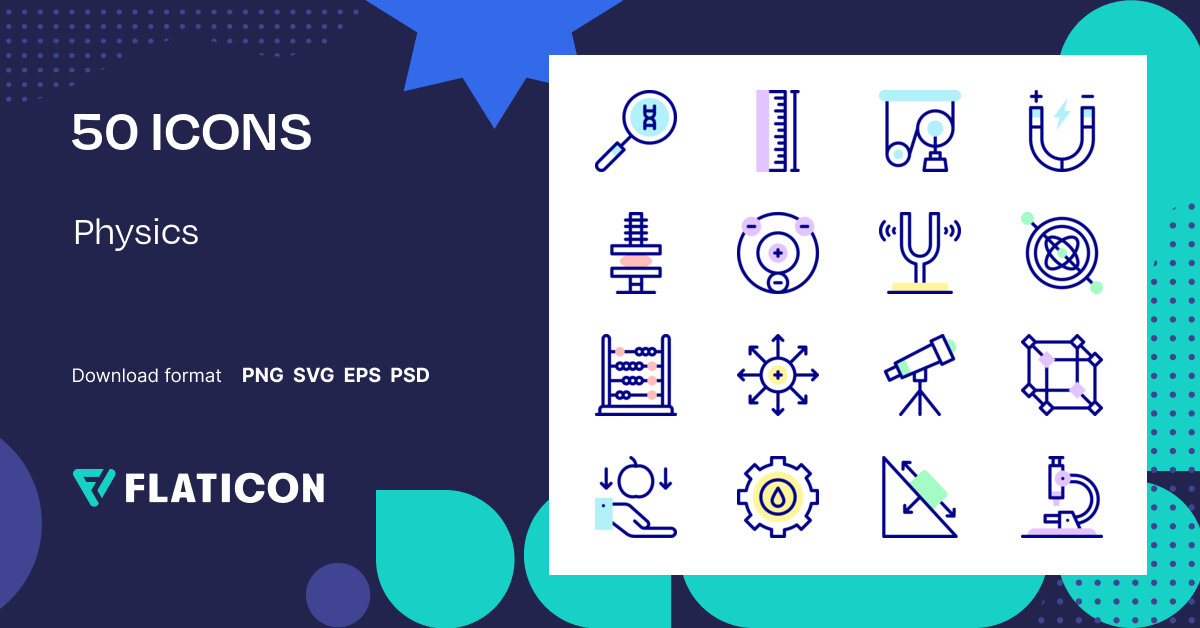 Physics Icon Pack | Lineal color | 50 .SVG Icons