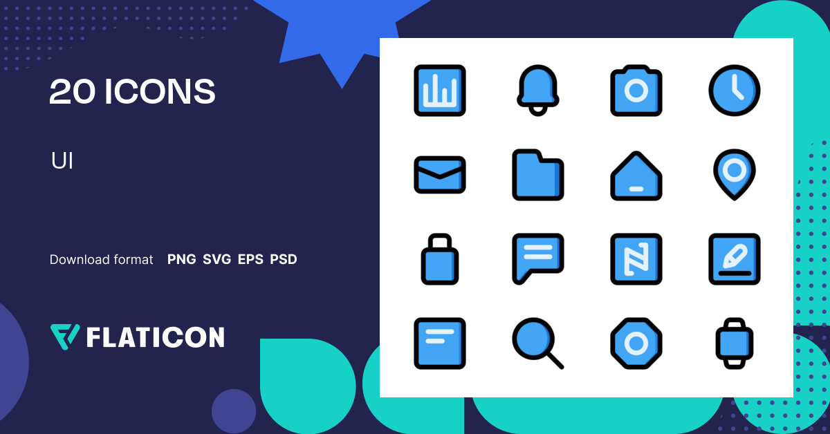 UI Icon Pack | Blue | 20 .SVG Icons