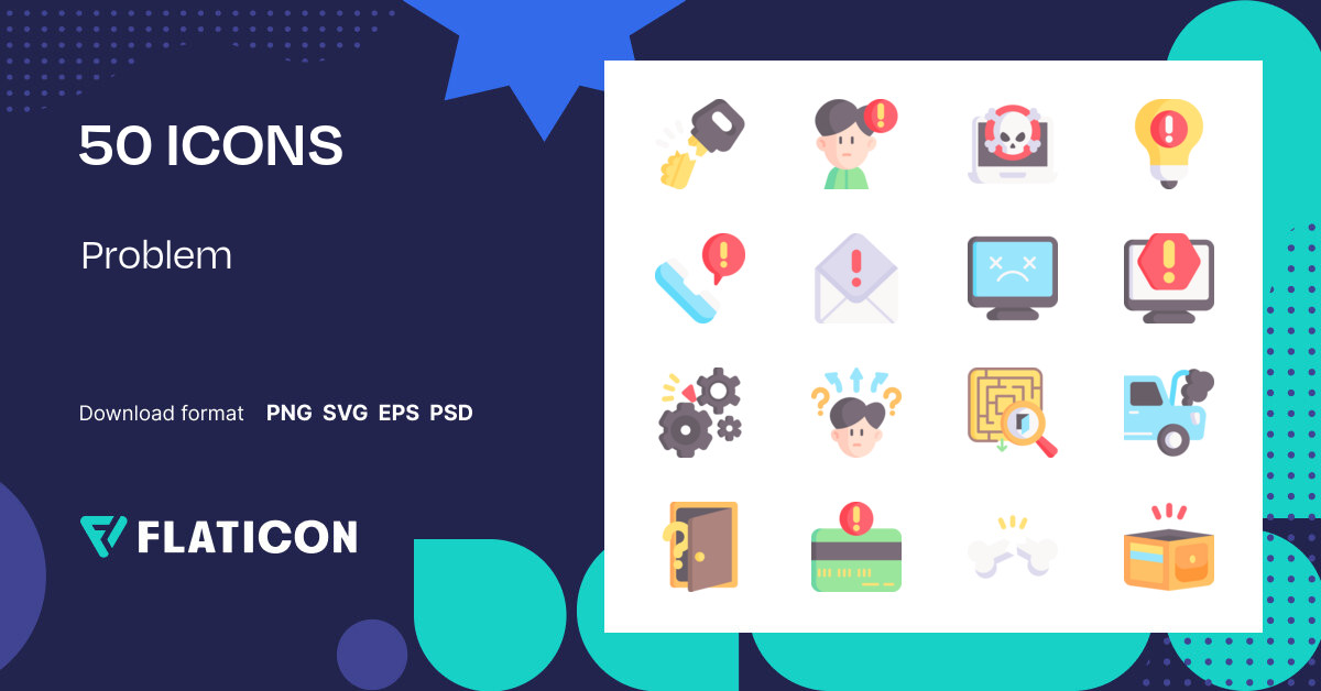 Problem Icon Pack | Flat | 50 .SVG Icons