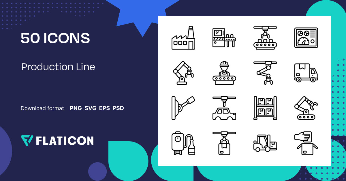 Production Line Icon Pack | Outline | 50 .SVG Icons