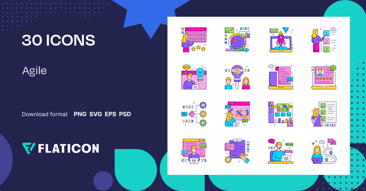 Agile Icon Pack | Lineal Color | 30 .SVG Icons