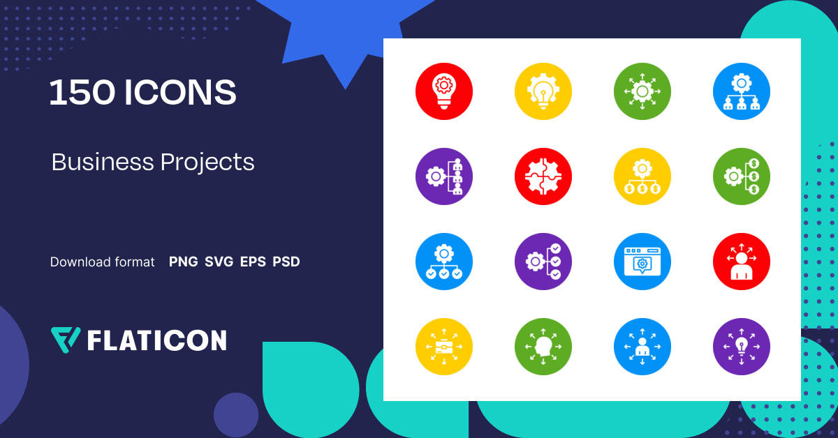 Business Projects Icon Pack | Flat | 150 .SVG Icons