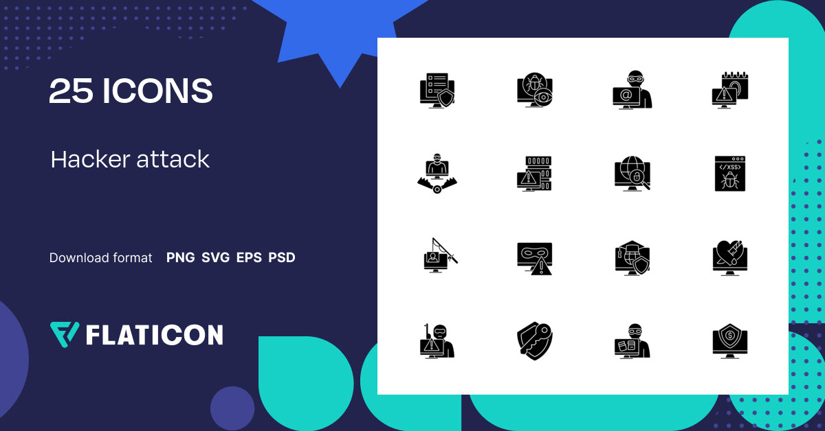 Hacker attack Icon Pack | Glyph | 25 .SVG Icons