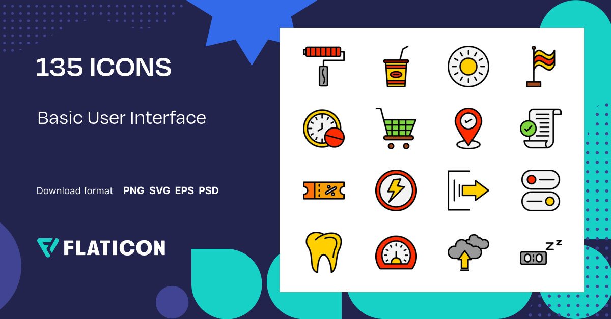 Basic User Interface Icon Pack | Outline Color | 135 .SVG Icons