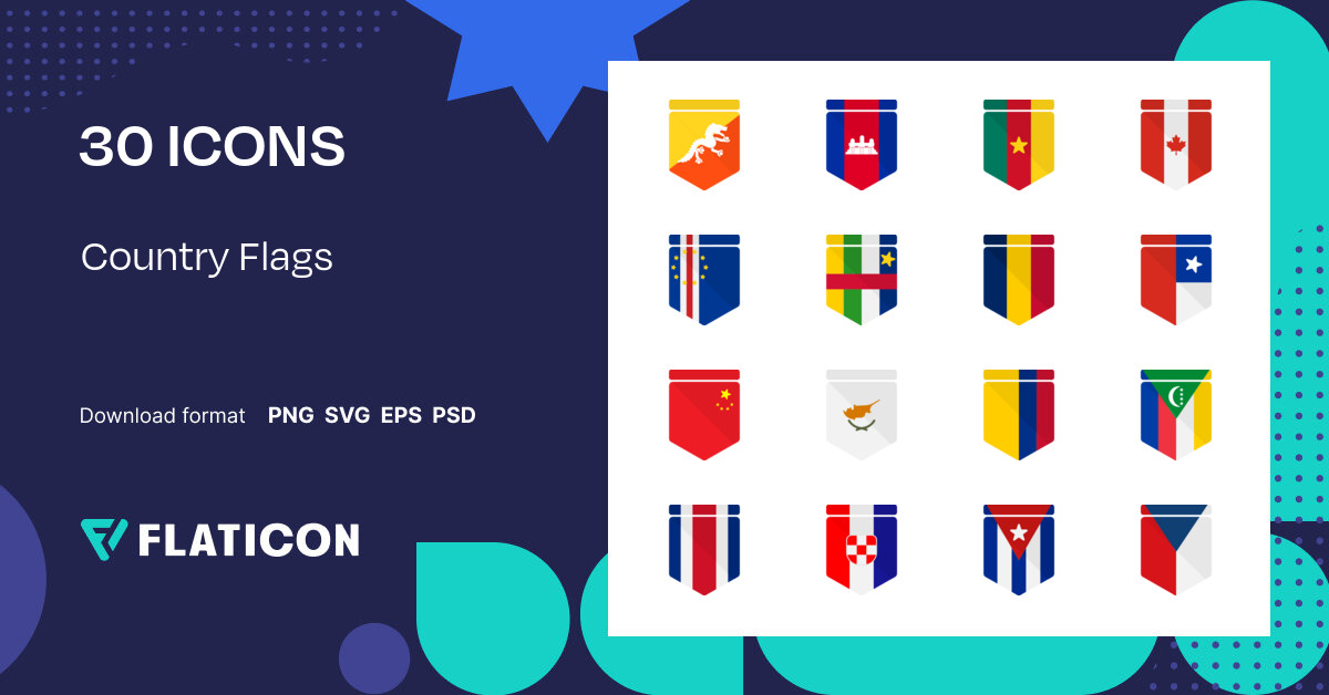 Country Flags Icon Pack | Flat | 30 .SVG Icons